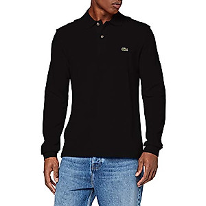 Lacoste mens Classic Long Sleeve Pique Polo Shirt, Black, Large US