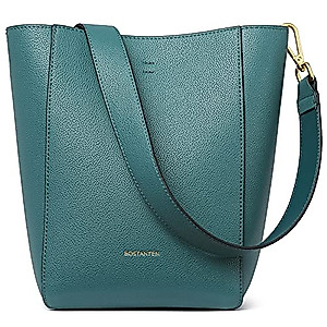 BOSTANTEN Leather Purses and Handbags for Women Designer Hobo Bucket Bag Fashion Small Crossbody Purses Peacock Blue small Size