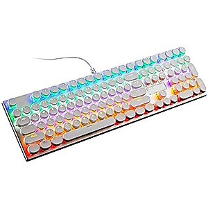 HJJWL Gaming Keyboard and Mouse, Gaming Mechanical Keyboard Blue Red Switch 104key RU/US Wired Keyboard Anti-ghosting RGB/Mix Backlit LED USB for Gamer PC Laptop (Color : White)