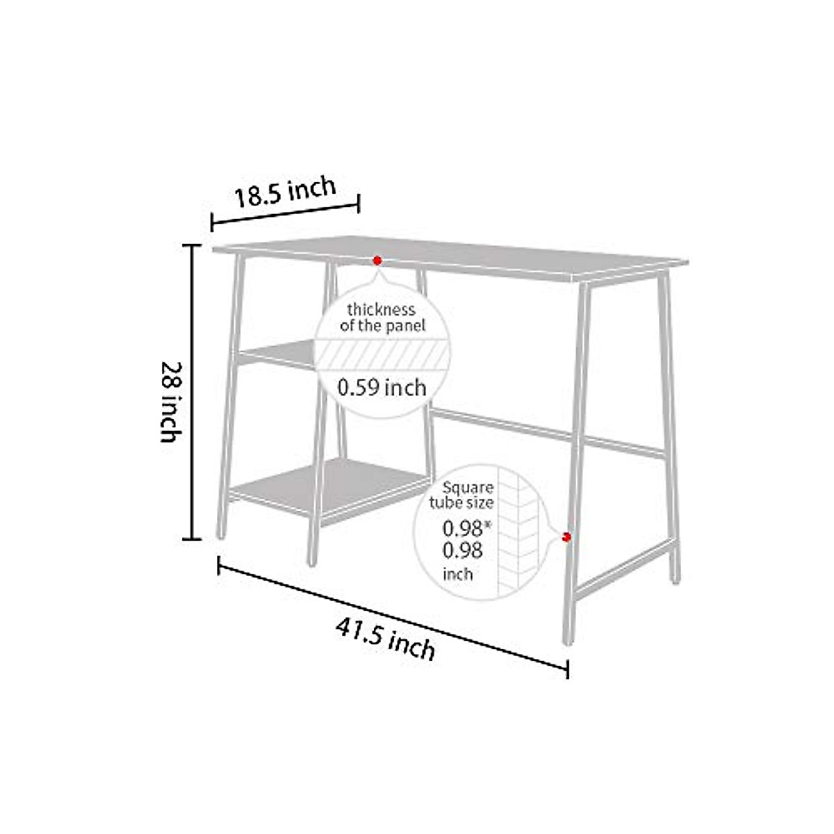 Coral Flower Landisl Desk,Simple and Modern Design,with Two Open Shelves for Books, Office Supplies or Accessories Within Easy Reach，Light Oak