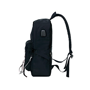 Joymoze Classic Backpack for Women Stylish School Backpack for Teen Girl Black with Chain