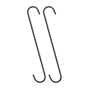 uxcell S Hanging Hooks, 12inch/300mm Extra Long Steel Hanger, Indoor Outdoor Uses for Garden, Bathroom, Closet, Workshop, Kitchen, Black, 2Pcs
