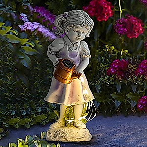 Histoacryl Fairy Garden Statues Outdoor Decor, Angel Figurines with Solar Lights Waterproof Resin Yard Art Sculpture Decoration for Patio, Lawn, Balcony, Mother's Day, Housewarming Gift