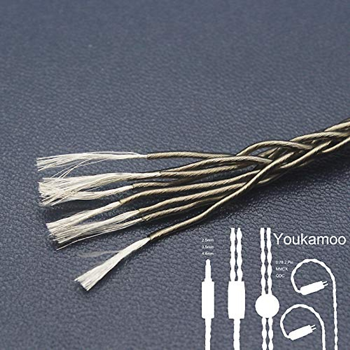 Youkamoo 3.5mm 8 Core Silver Plated Braided Earphone Replacement Upgrade Cable Silver Plated Wire Earphone Cable for ZSN Pro ZS10 Pro NF2u KZ ZSX QDC IEMs (QDC)