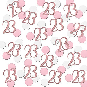 Rose Gold 23 Confetti, 23rd Glitter Birthday Number Confetti, 200pcs Anniversary Party Table Decoration Supplies