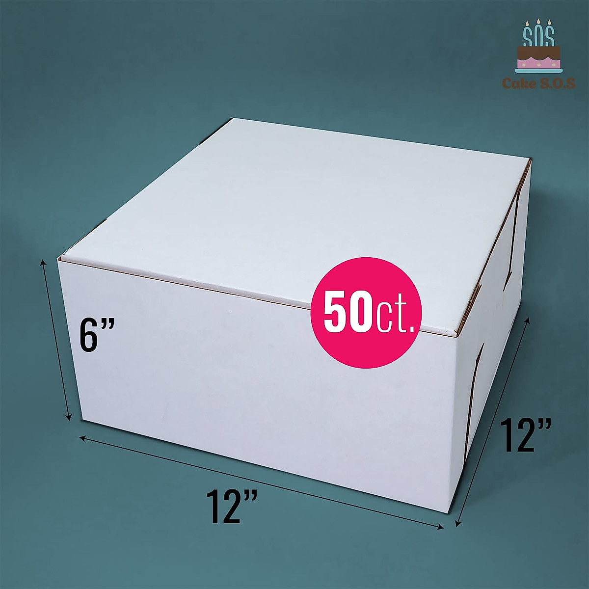 12x12x6 inches Corrugated Heavy-Duty White/Brown Sturdy Kraft Cake Boxes (50-Pack)