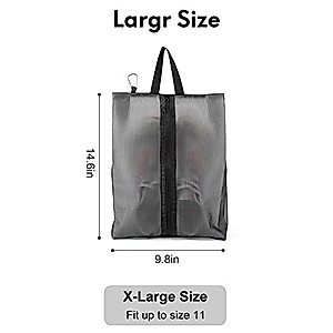 2 Pack Shoe Bags for Travel, Sneaker Bags, Waterproof Travel Shoe Bags with Zipper for Packing, Golf Shoe Dust Bags for Man and Women, X-Large, Black