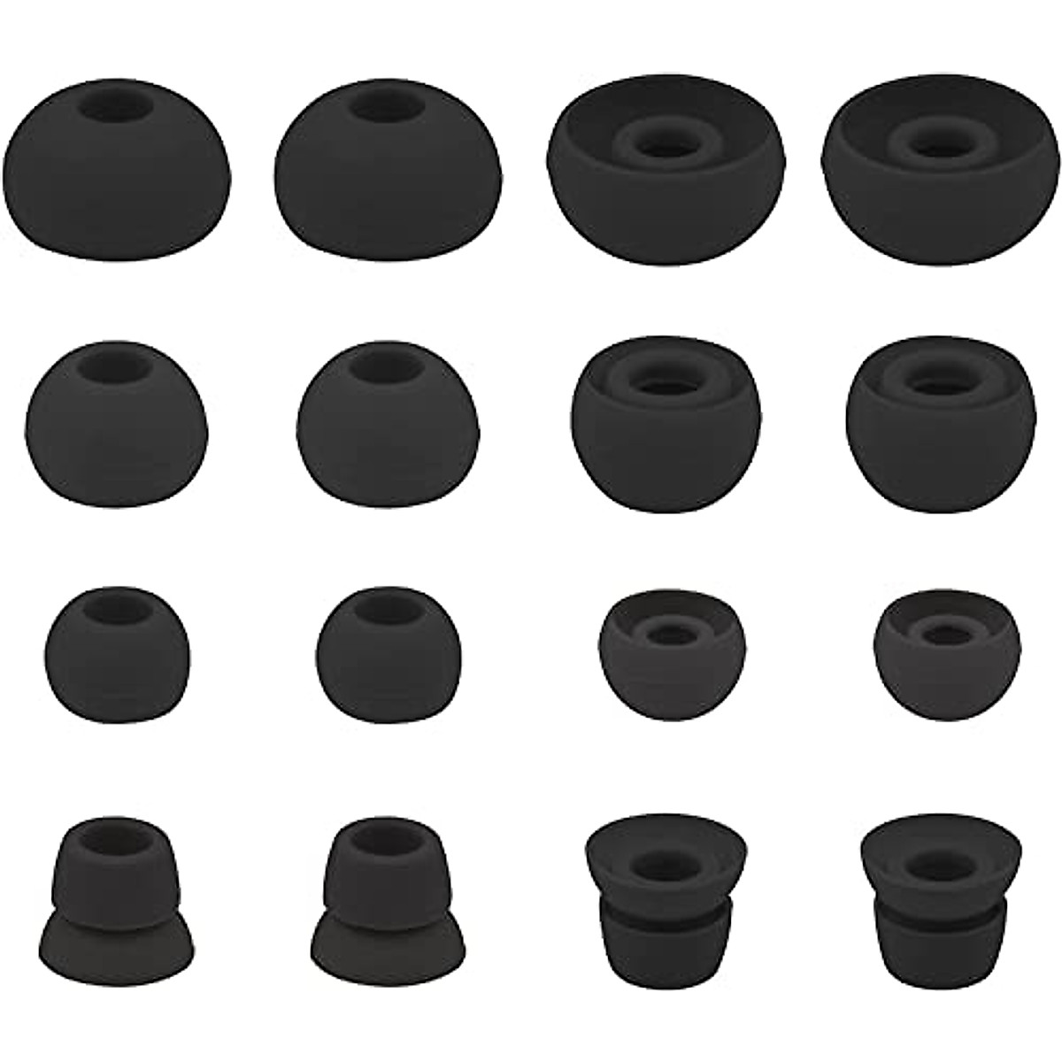 ALXCD Ear Tips for Powerbeats3 Wireless Earphone, SML 3 Sizes 6 Pair Earbud Tips & 2 Pair Double Flange Silicone Replacement Ear Tip Cushion, Fit for Beats Powerbeats 3 Wireless 3 [8 Pair](Black)