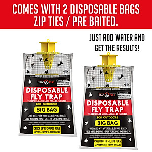 2 Pack Big Bag Fly Bag Trap - Fly Bags Outdoor Disposable Fly Trap Bag - Fly Trap Disposable Horse Fly Traps Outdoor - Fly Trap Bags Outdoor Net