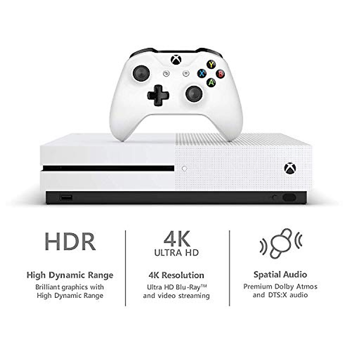 Microsoft Xbox One S 1TB/2TB Forza Horizon 4 Bonus Bundle: Forza Horizon 4, Xbox Wireless Controller, Xbox One S 4K HDR Console - White One S Gaming Console with 4K Blu-Ray Player