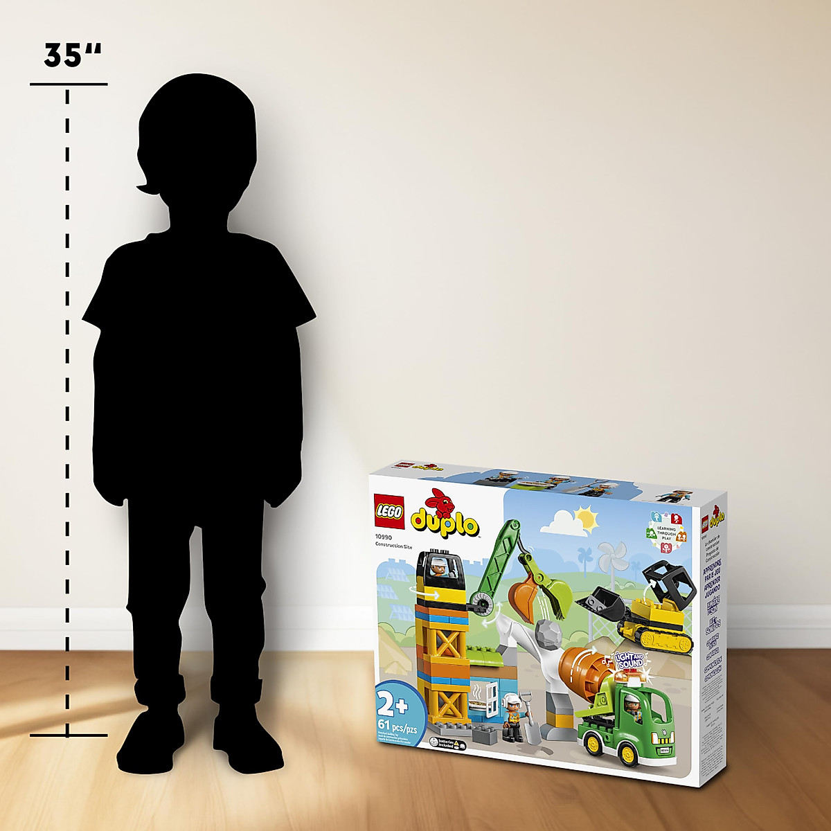 LEGO DUPLO Town Bulldozer Construction Vehicle Toy Set 10990, Early Development and Activity Toys, Big Bricks for Small Hands, Pretend Play Learning Toy, Gift for Toddlers Boys Girls Age 2+ Years Old