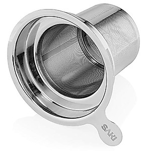 SAKI Large Porcelain Teapot, 48 Ounce Tea Pot with Infuser, Loose Leaf and Blooming Tea Pot - Black