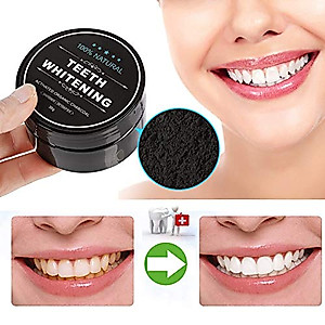 2-Pack Activated Charcoal Teeth Whitening Powder Natural Coconut Teeth Whitener with Bamboo Brush