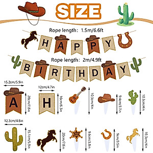 60PCS Cowboy Birthday Party Decoration Include 40 Inch Horse Shaped Foil Balloons Little Cowboy Happy Birthday Banner Cake Topper Hanging Swirls 12 Inch Latex Balloons for Western Party (Retro Style)