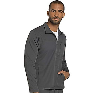 Dickies Dynamix Men Warm Up Scrubs Jacket Zip Front DK310, M, Pewter