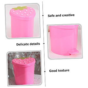 FONDOTIN Cute Strawberry Mini Trash Can Plastic Desktop Garbage Bin for Bedroom Office Car Decor Kawaii Wastebasket for Stylish Room Organization