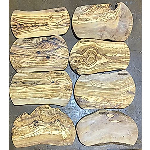 12" Rustic Handmade Bark Edge Olive Wood Charcuterie Board by Orchard Hardwoods- For Cutting, Chopping, Serving. Wooden Slab- Unique Gift. In Sm 12", Med 16", Lg 20", XL 24".(Small 12x5-6x0.8 inch)