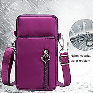 Cell Phone Crossbody Bag Purse Wallet Case Shoulder Bags Armband Arm Bands for iPhone 11 12 13 Pro Max 13 Mini SE/Samsung Galaxy S22 S21 S20 S10 Plus A52 A10s A01 A10e/ TCL A3 A30 10L (Purple)