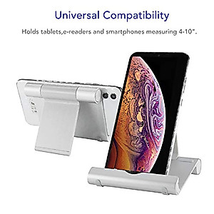 Cell Phone Multi-Angle Stand Holder Mobile Phone Dock Compatible for iPhone 12 11 Pro Max SE XS XR 8 Plus 6 7, Samsung Galaxy Note20 S20 Or Any Device from Inch Adjustable Foldable Smartphone Stand
