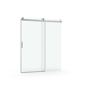 Jintop 56 to 60 in. W x 76 in. H Frameless Soft-Close Shower Door with Premium 3/8 Inch (10mm) Thick Tampered Glass,Bathtub W/Single Sliding Doors,Brushed Nickel