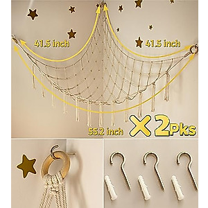 mirolam Stuffed Animal Net Hammock Corner Hanging Stuff Animals Organizer Holder Toy Hammock Storage Boho Nursery Play Room Bedroom Dorm Decor