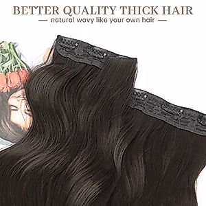 Sué Exquisite Dark Brown Hair Extensions Clip in Long Synthetic Hair Extensions 20 inches Thick Hairpieces for Women