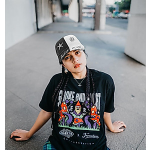 Graffiti Baseball Cap, K-pop Boys Outdoor Iron Ring Snapback Hat，Black White Hiphop Hat, Dad Hat, techwear Hat, tech Wear Cap, Trucker Hat for Men Women