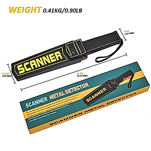 RANSENERS Metal Detector Wand,Security Wand,Portable Adjustable Sound & Vibration Alerts, Detects Weapons Knivers Screw (High Sensitivity, Black)