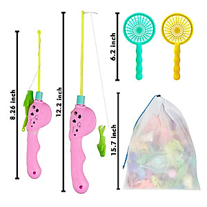 Boopel Magnetic Fishing Toys, Water Pool Games for Kids,Bathtub Bath Game Set for Toddlers with 50 Fish 2 Fishing Rod and 2 Nets Pool Fishing Game for Boys Girls Age 3 4 5 6 7 8