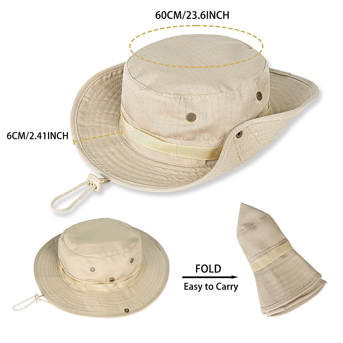 Rosoz Sun Hats for Men Women Boonie Hat UPF 50+ Bucket Hat Wide Brim UV Protection Fishing Hiking Safari Outdoor Hats