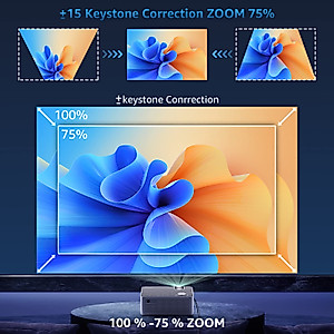 Projector with WiFi and Bluetooth , 5G WiFi, Native 1080P/12000L Video Projector with Screen, 4K Support Outdoor Projector, 350'' Display Phone Projector with Carry Bag for iPhone,TV Stick, Mac