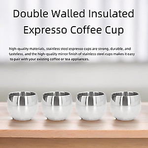 4Pcs Stainless Steel Coffee Cup, Coffee Mugs Camping Cup Double Walled Insulated Coffee Mug Reusable Metal Espresso Cup Mug Tea Cups
