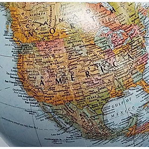 Replogle Aragon 12" Desktop World Globe, Raised Relief, Up-to-Date Cartography, Made in USA (Blue Ocean)