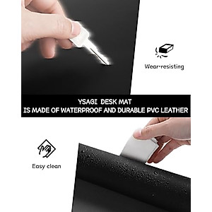 Non-Slip Leather Desk Mat, Desk Mouse Pad, Waterproof PVC Leather Desk Table Protector, Large Desk Blotter, Easy Clean Laptop Desk Writing Mat for Office/Work/Home/Decor(Black, 35.4" x 17")