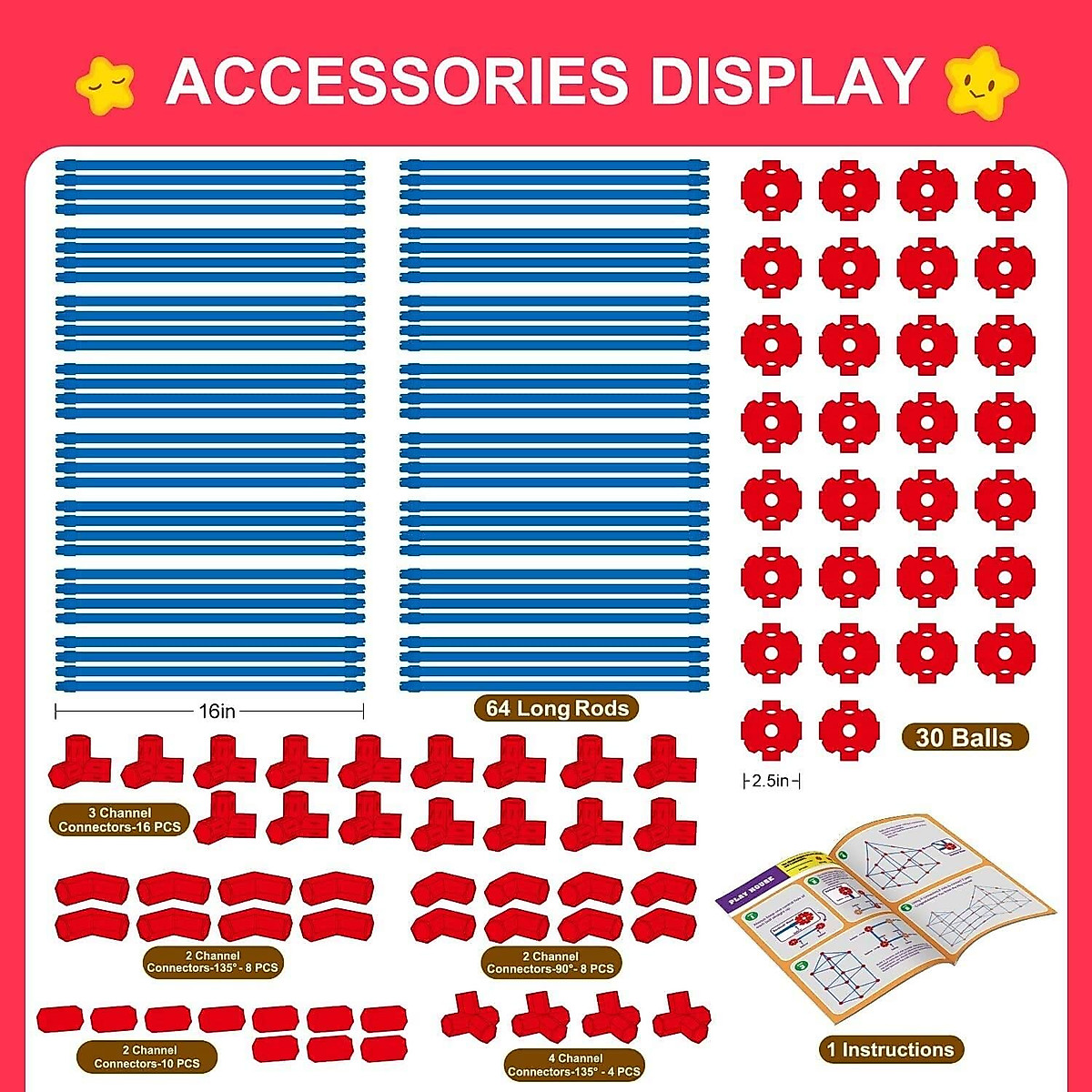 OleFun Fort Building Kit for Kids 4,5,6,7,8+Year Old Boys & Girls, 140 pcs, Creative STEM Building Toys for DIY Castles, Tunnels, Play Tent, Ideal Gift for Aged 5-8