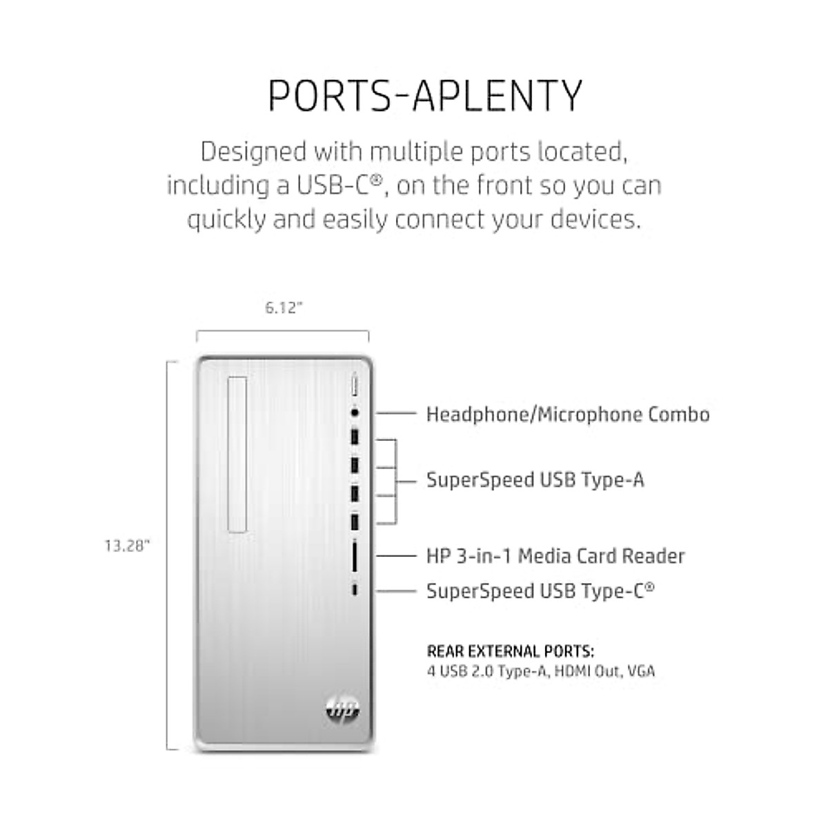 HP Pavilion Desktop PC, AMD Ryzen 7 5700G, 16 GB RAM, 512 GB SSD, Windows 11 Pro, Wi-Fi 5 & Bluetooth Connectivity, 9 USB Ports, Wired Mouse and Keyboard Combo, Pre-Built Tower (TP01-2022, 2021)