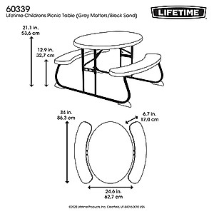 Lifetime 60339 Kids Picnic Table, Gray
