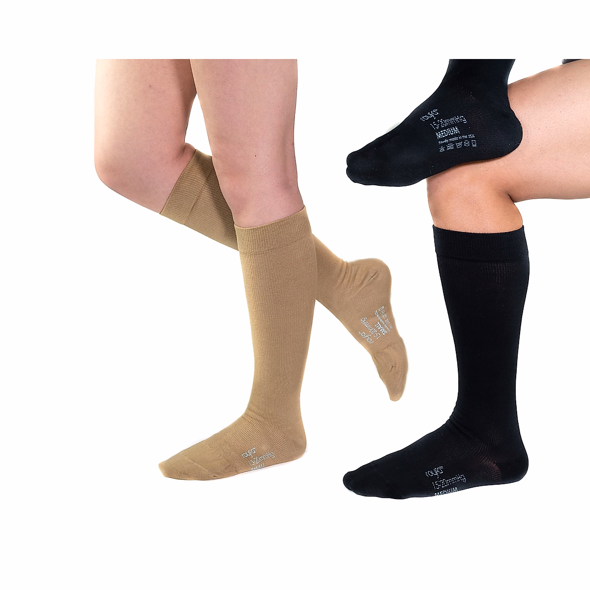 Royfa Cotton compression socks for Women and Men, 15-20 mmHg support stockings, Closed Toe circulator compression sock (Medium, Ebony)