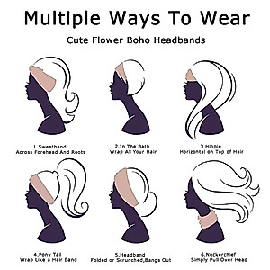 STGDAK Boho Headbands For Women Fashion Stretch Wide Hair Bands Knoted Turban Head Bands Yoga Running Sweatband Elastic Headband Stylish Wrap Headbands Hair Accessories for Teen Girls 4 Pack