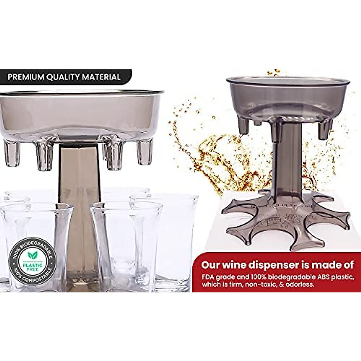 Mixt Shots 6 Shot Glass Dispenser and Holder, Multiple Shot Pourer for Cocktail, Wine and Juice, Party Drink and Beverage Dispenser for Filling Liquids (13x13x12.5 cm, Transparent)