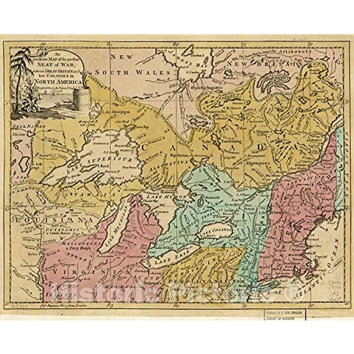 Historic 1776 Wall Map - an Accurate map of The Present seat of war Between Great-Britain and her Colonies in North America. 44in x 36in