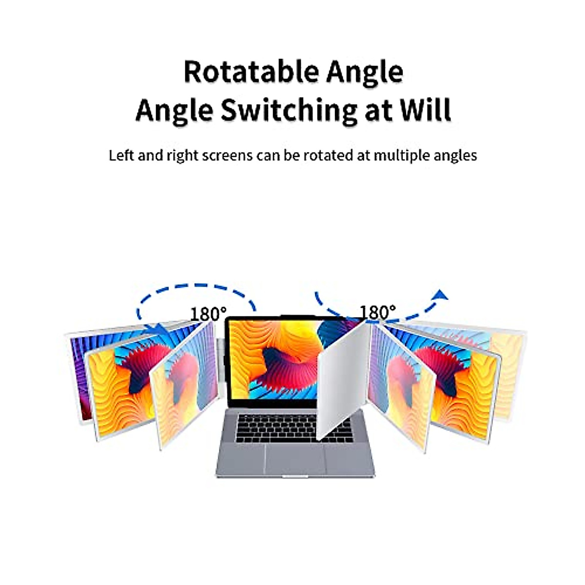 12" Full HD IPS Laptop Screen Extender, Triple Screen Portable Laptop Workstation, Portable Monitor for Laptop Upgrade Dual Screen Laptop Only Needs 1 USB C Cable to Connect to Windows/mac