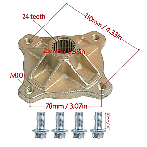 YC Yier 2pcs 24 Tooth Spline 4 Stud Wheel Rim Rear Axle Hub for ATV Quad Bike Dune Buggy Go Kart Golf Cart Four Wheelers Tricycle Trike DIY Parts Lawn Mower