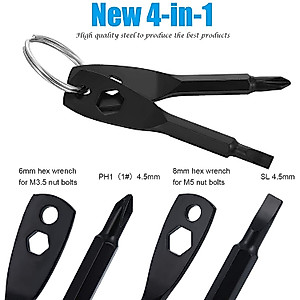 Portable Screwdriver Keychain, Nut Driver Repair Hand Tool Pocket Screwdrivers, Flathead and Phillips Key Screwdriver Tool Set, Christmas Best Stocking Stuffers Men Stocking Stuffer (4-in-1 black)