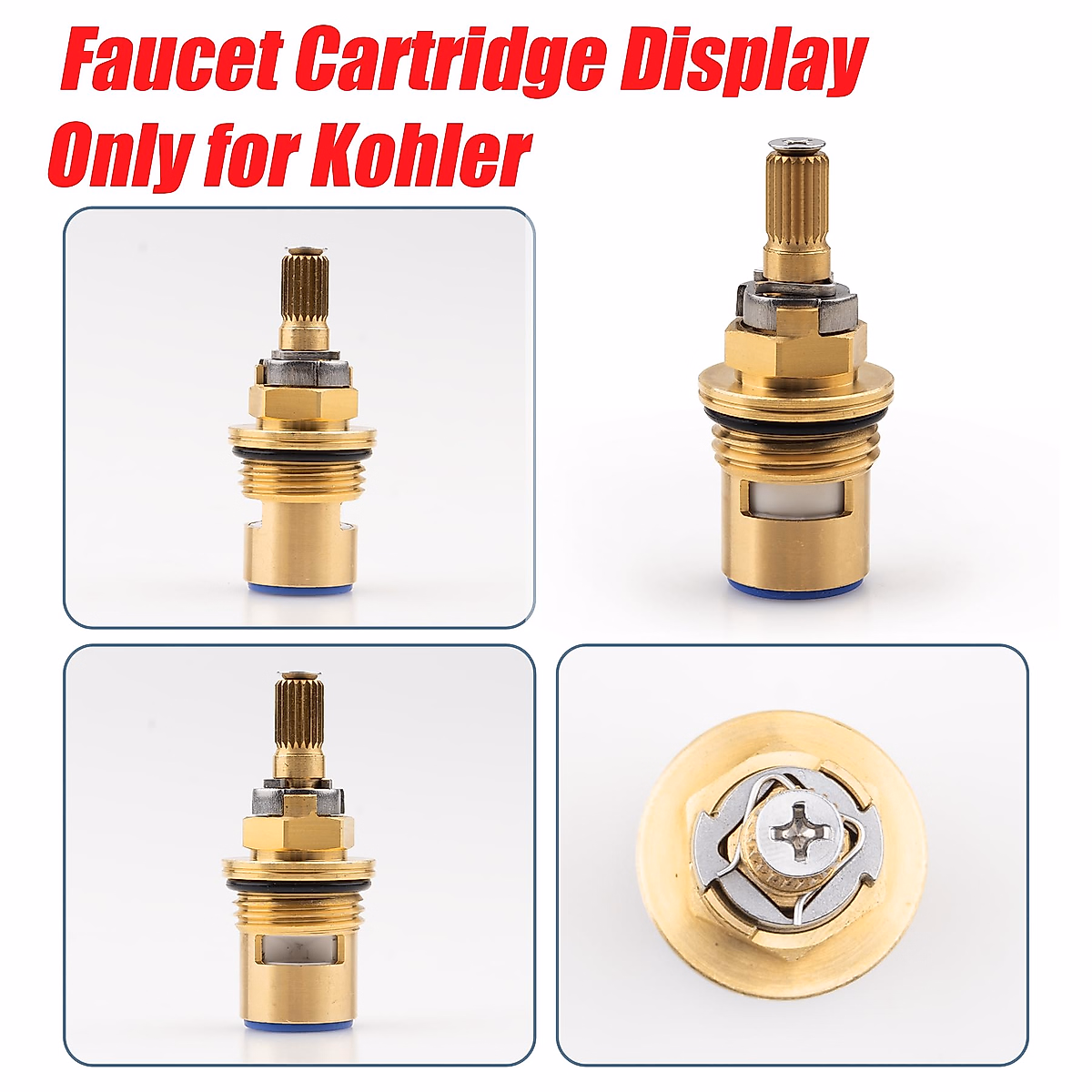 Ceramic Valve Cartridge Compatible with Kohler Two-Handle Faucet, Hot Water Cartridge Replacement for K-GP77005-RP, Brass Faucet Cartridge with Spline Adapter for Kitchen and Bathroom