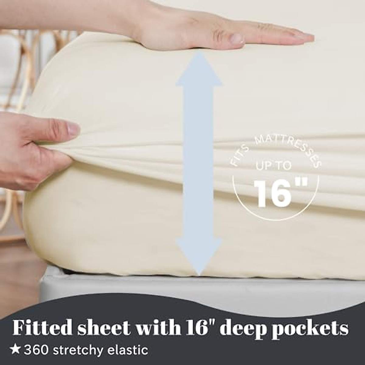 Bedlifes Queen Sheet Set- Ultra Soft Sheets-Luxury-Breathable-16 Deep Pocket- 1800 Thread Count Percale Egyptian Microfiber Bed Sheets Wrinkle, Fade and Stain Resistant Queen Size Cream 4 Pieces