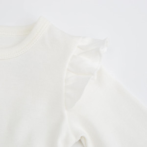 O2 BABY Organic Cotton Baby Girl Long Sleeve Ruffle Romper Tulle Dress Jumpsuit with Headband Outfit Set（0-3 Months, Ivory）