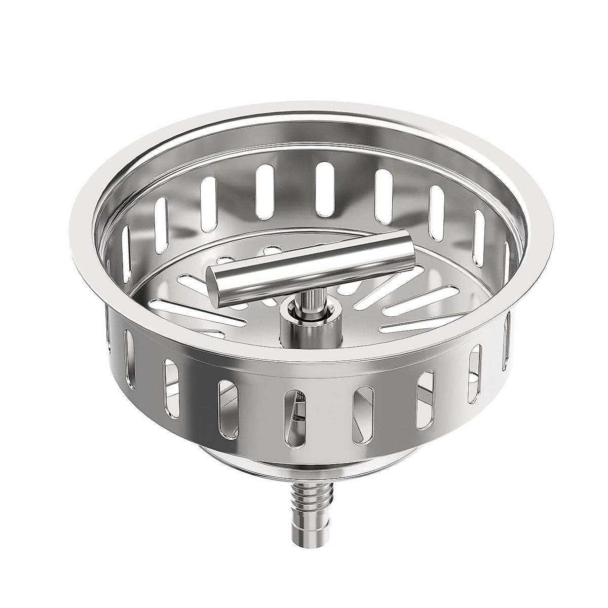 KONE Kitchen Sink Stopper Strainer Replacement for Standard 3-1/2 Inch Spin and Seal Drains with Threaded Stopper Function, Stainless Steel Sink Strainer, Twist Lock Basket Strainer Replacement