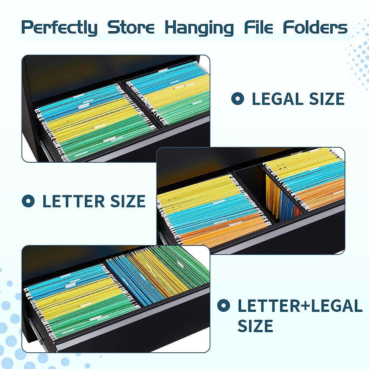 MIIIKO 2 Drawer Lateral File Cabinet with Lock, Filing Cabinet for Home Office, Easy Assemble, Metal Storage File Cabinet for Hanging Files Letter/Legal/F4/A4 Size