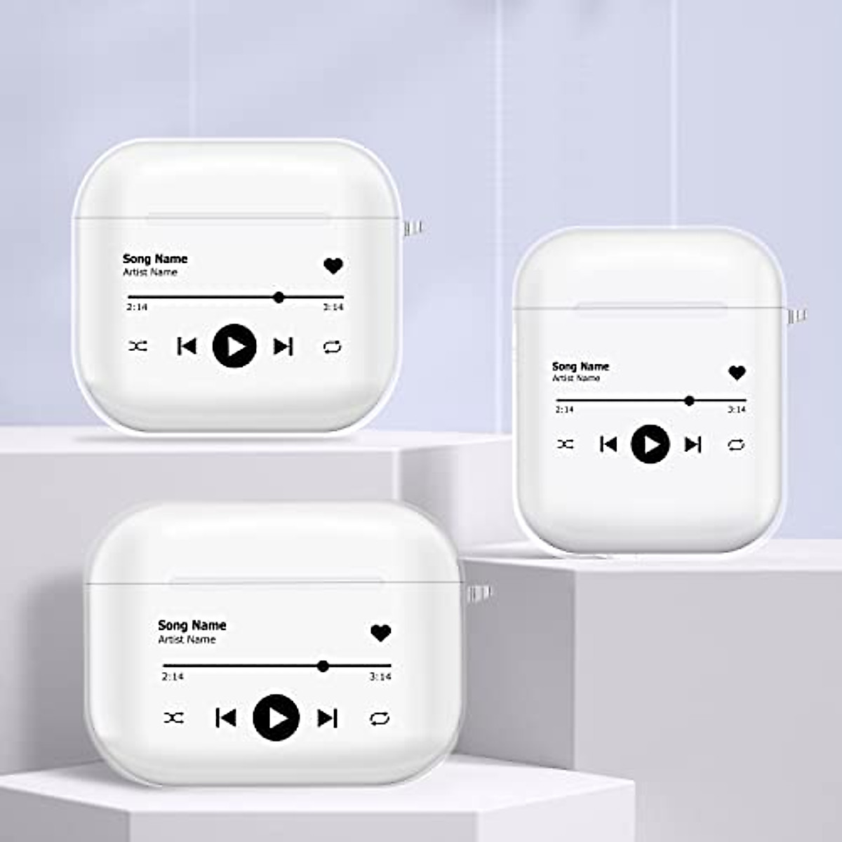 for AirPods 2nd 1st Generation Case Cover Clear Cool Kawaii Music Player Design for Women Men Cute Soft Crystal TPU AirPods Charging Case with Carabiner Full Body Protection Cover for Apple AirPod 2&1